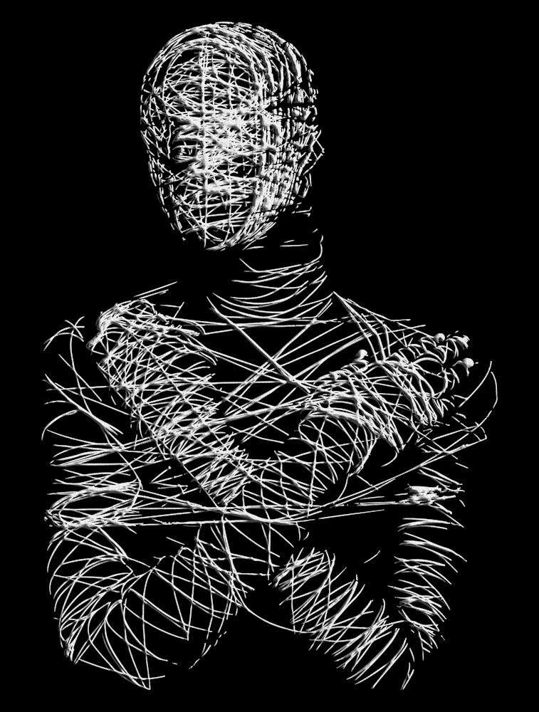 Wireframe Human Figure In Abstract Motion Art Print by Ramy Hefny ...