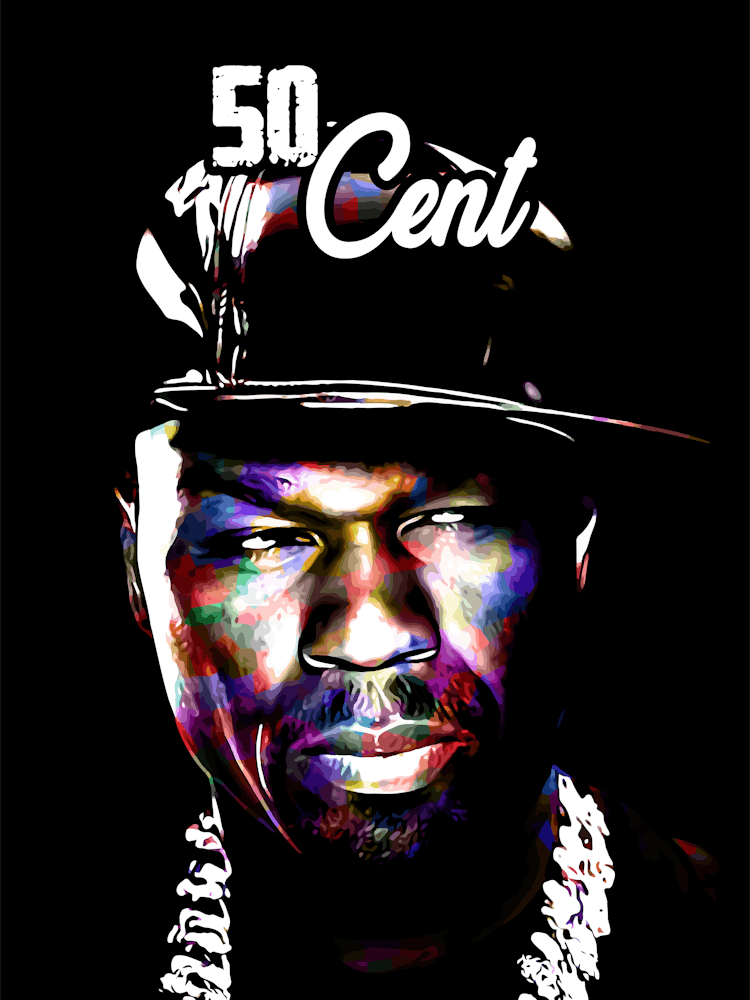 50 Cent American Rapper in Colorful Art Print by Andika Bahtiar – Fy!
