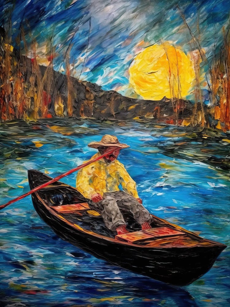 Kayacking In The Style Of Van Gogh 4 Art Print by SportsArt Masters – Fy!