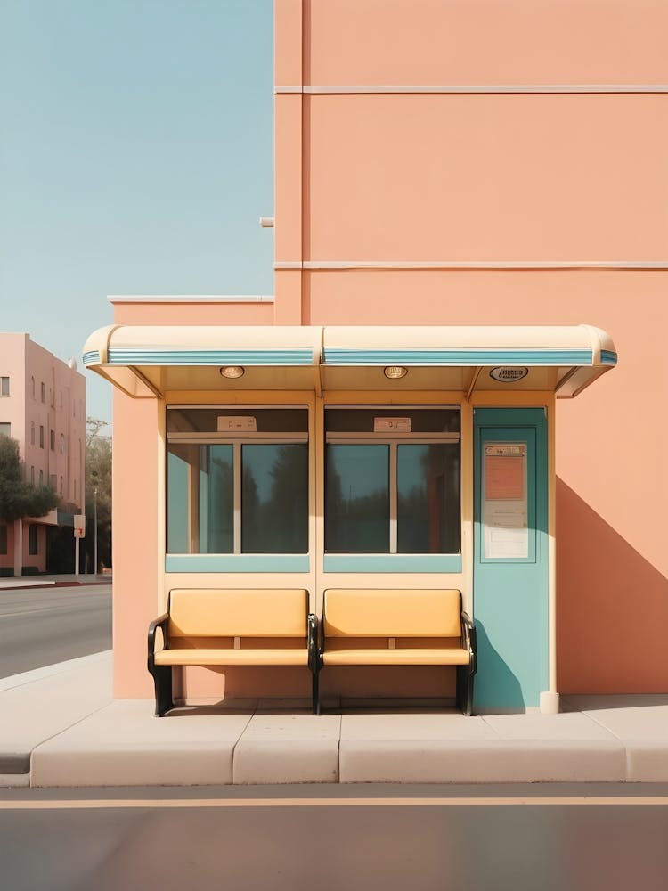 Retro Bus Stop Photography Wes Anderson Style Art Print by Gallery ...