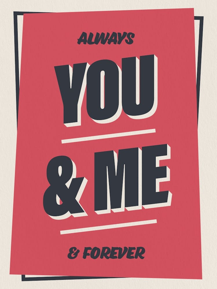 You and Me, Always and Forever (Red) Art Print by Ampersand Prints – Fy!