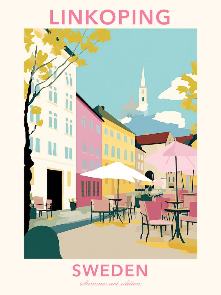 Linkoping, Sweden, Flat Pastels Tones Illustration 3 Poster Art Print ...