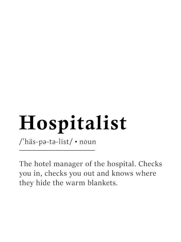 Hospitalist Definition Poster - Dictionary Art Print by Fy!
