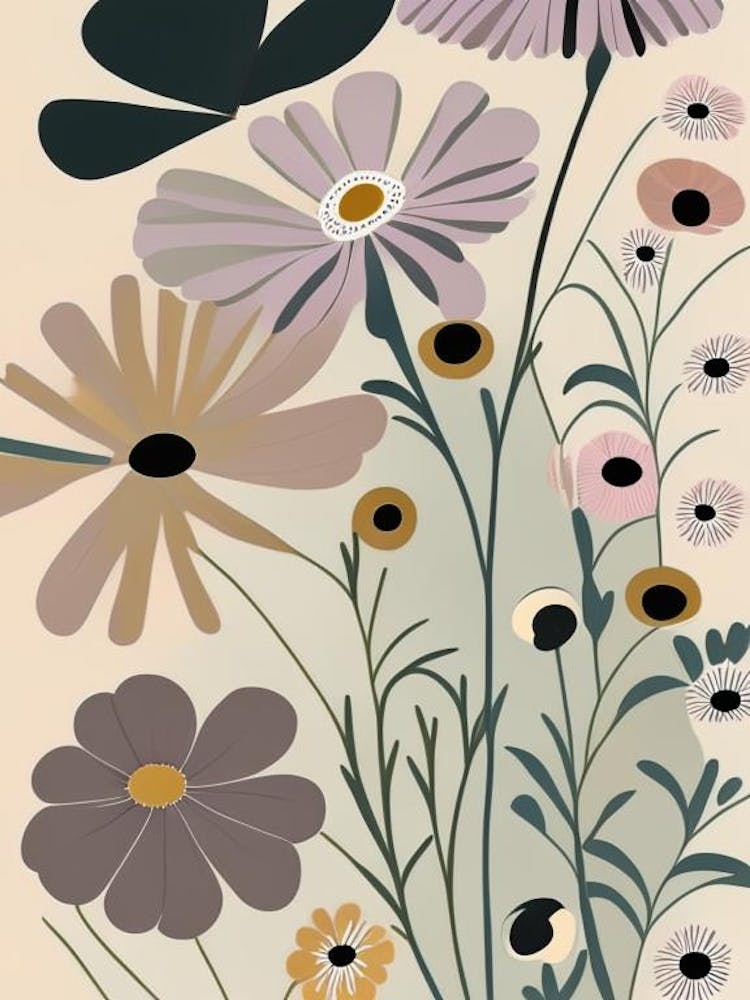 Cosmos Wildflower Modern Muted Colours Art Print by Wildflower Studio – Fy!