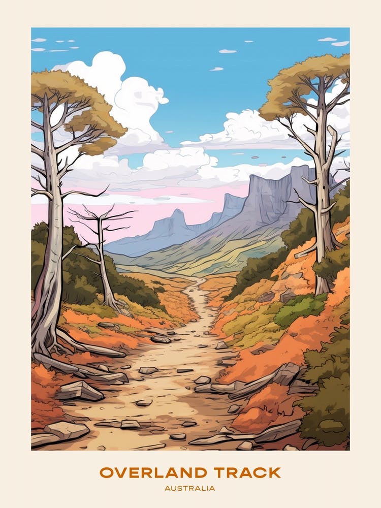 Overland Track Australia Hike Poster Art Print by WanderWall Prints – Fy!