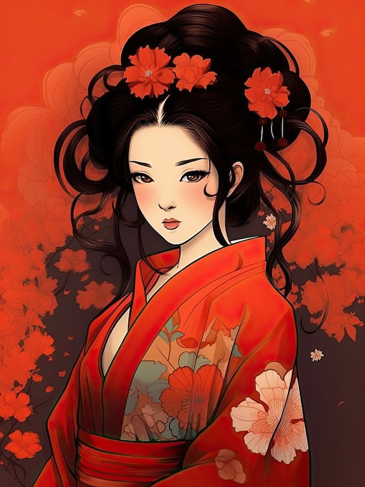 Geisha Flowers 4 Art Print by Blade and Brush – Fy!
