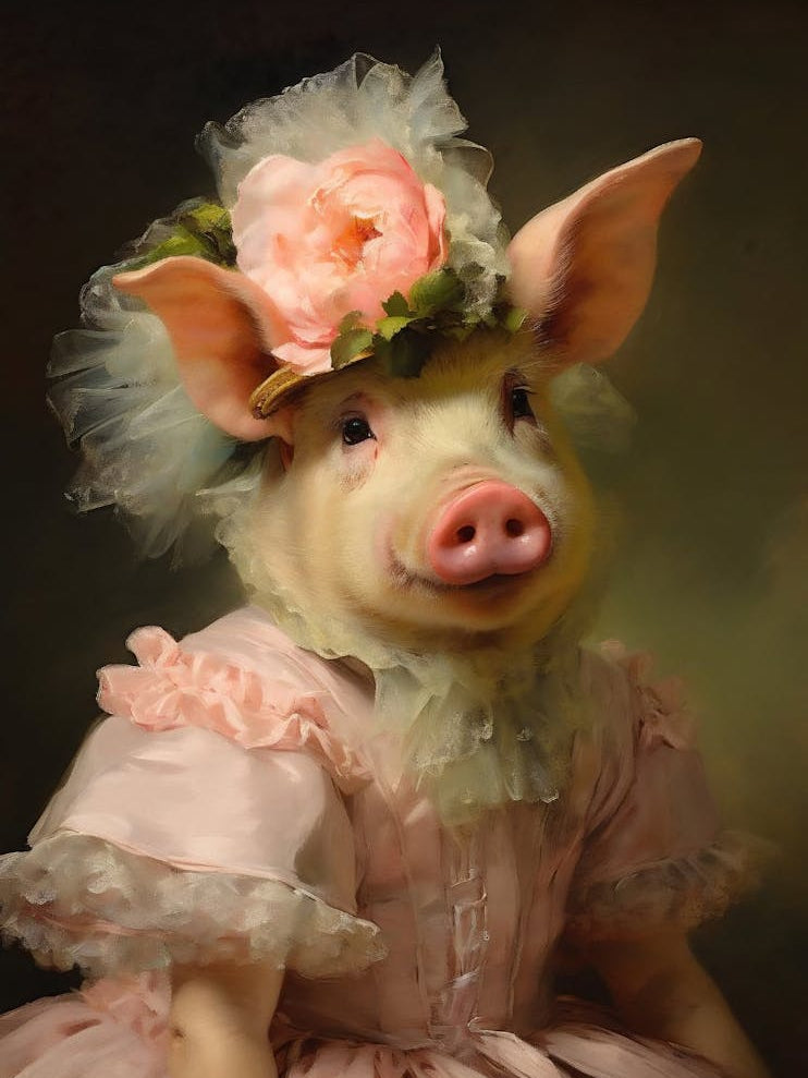 Vintage Pig Portrait, Victorian Animal Portrait, Dressed Animal Prints ...