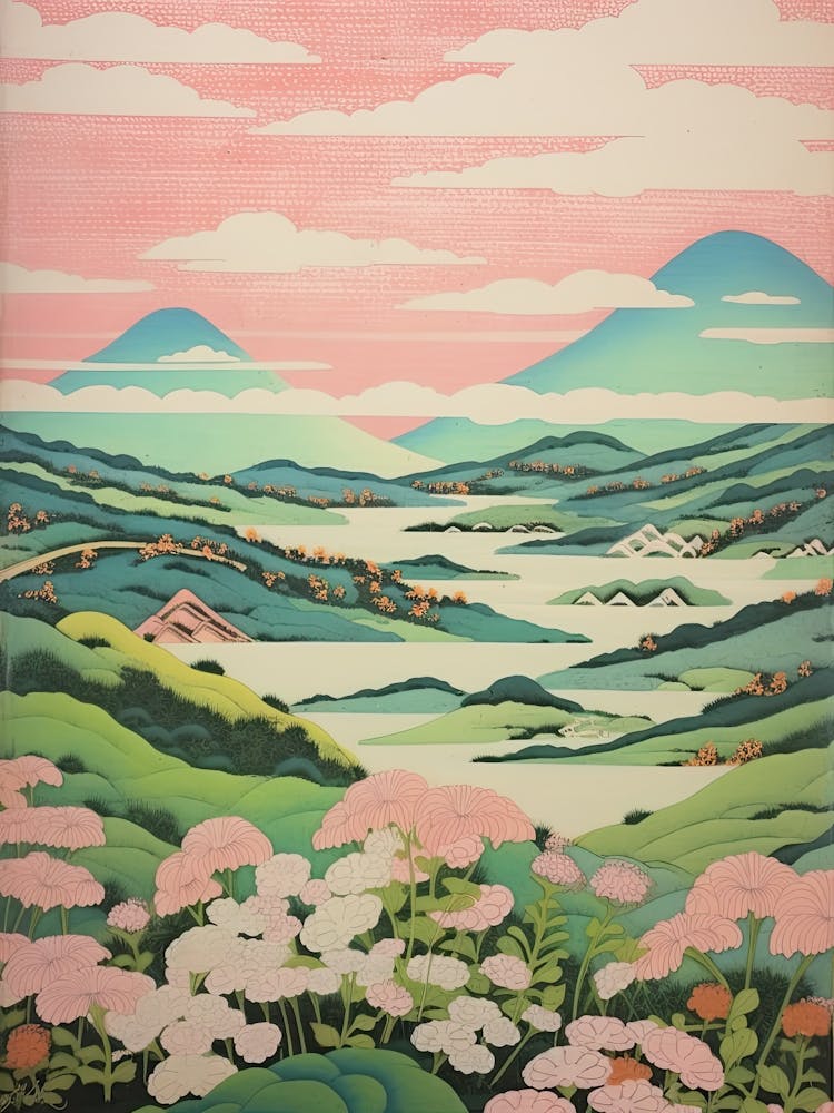 Mount Kuju In Oita, Japanese Landscape 4 Art Print by Travel Poster ...