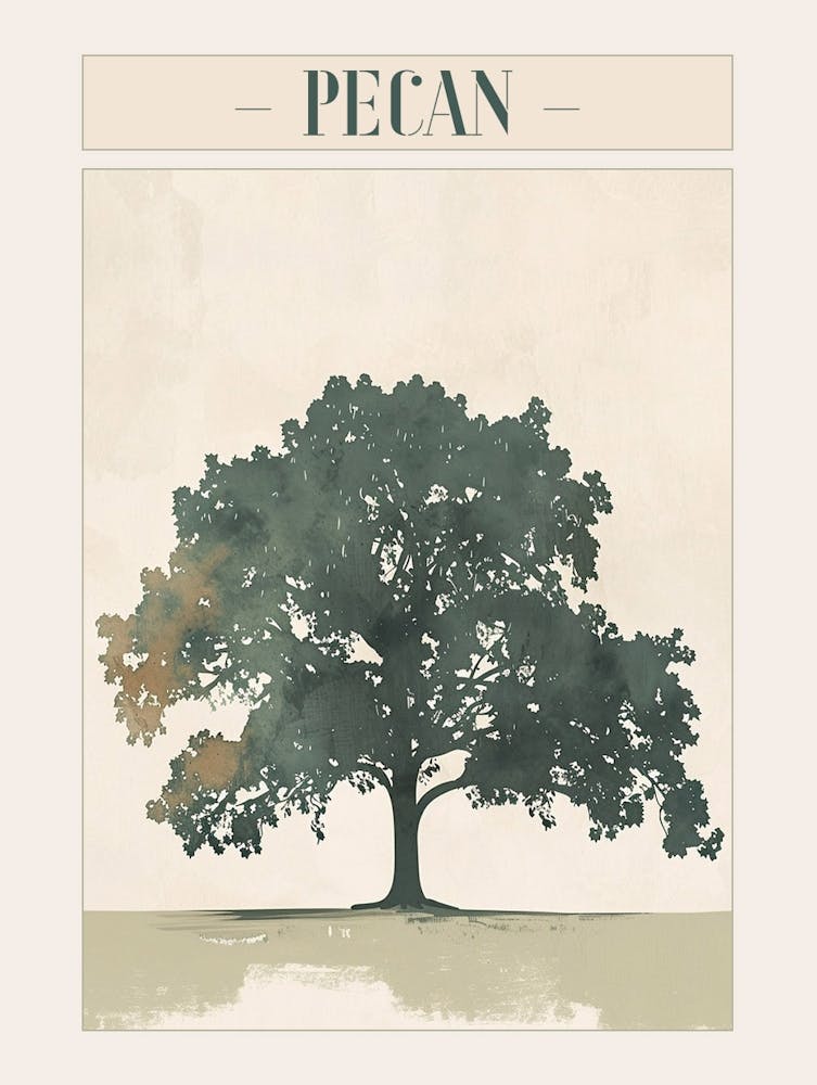 Pecan Tree Minimal Japandi Illustration 1 Poster Art Print by Bough And ...