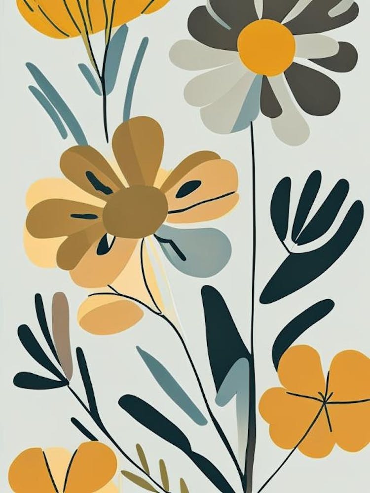 Marigold Wildflower Modern Muted Colours 2 Art Print by Wildflower ...