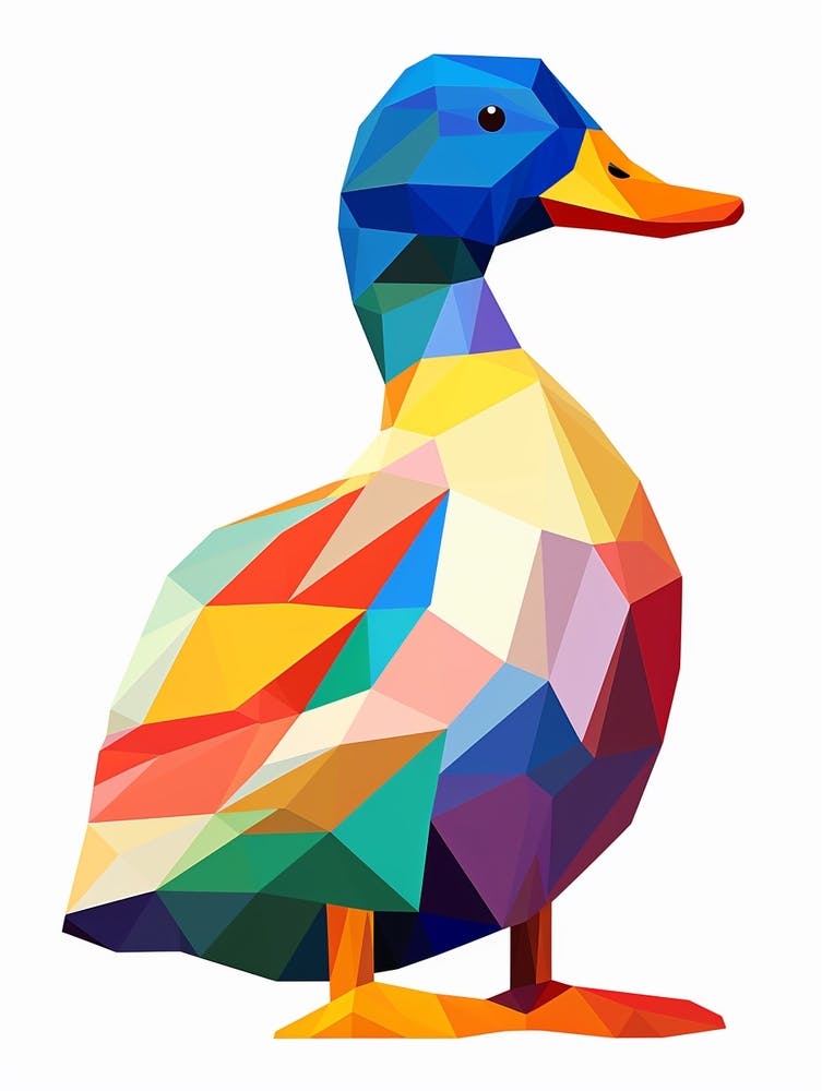 Colourful Geometric Bird Duck 4 Art Print by Feathered Muse – Fy!