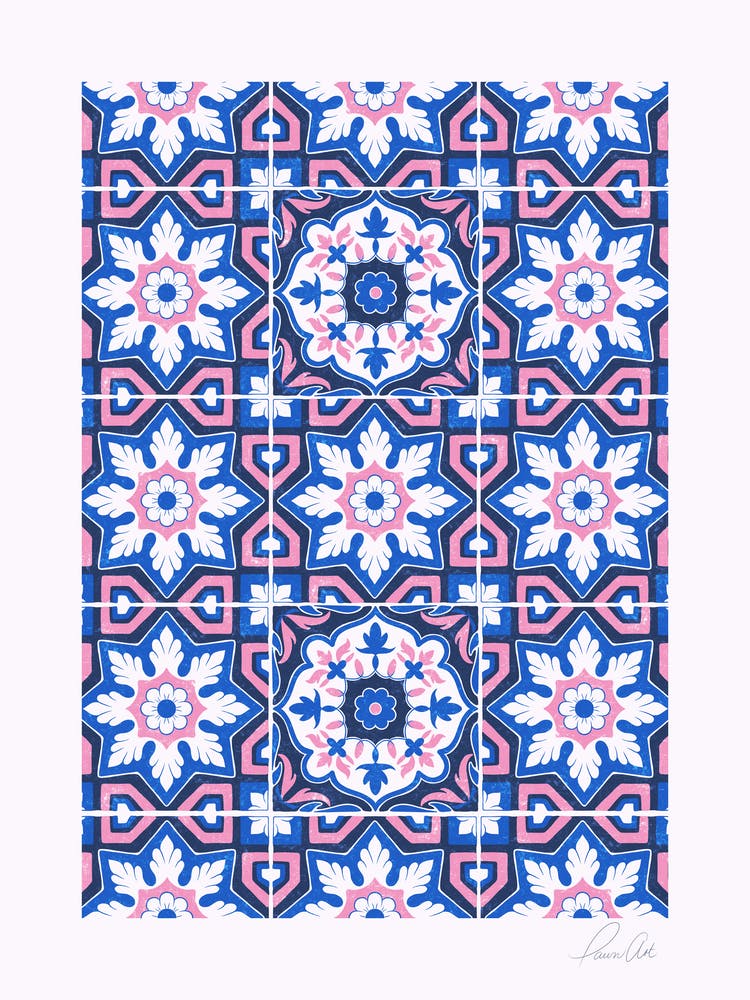 Blue And Pink Arabesque Art Print by Tawn Moore – Fy!