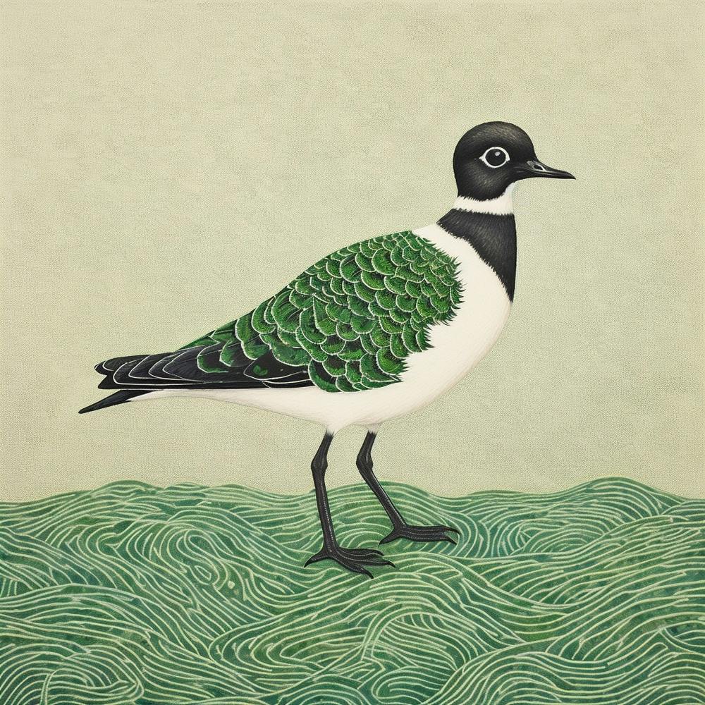 Ohara Koson Inspired Bird Painting Lapwing 1 Square Art Print by ...