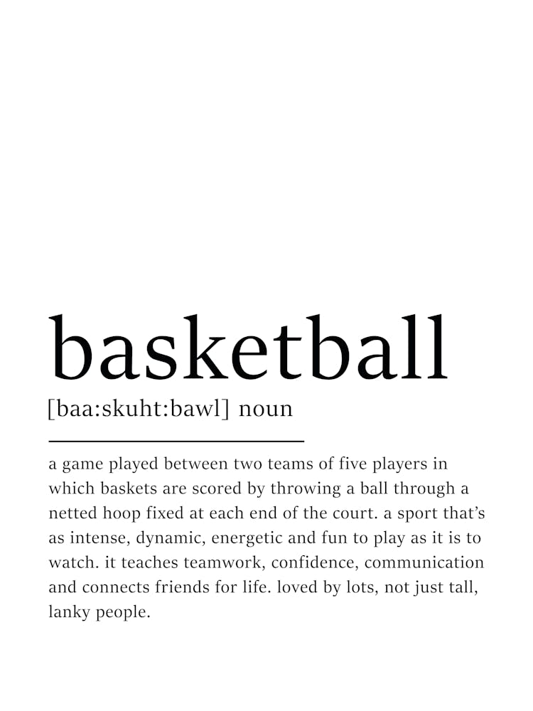 Basketball Definition Poster - Dictionary Art Print by Panda Zen ...