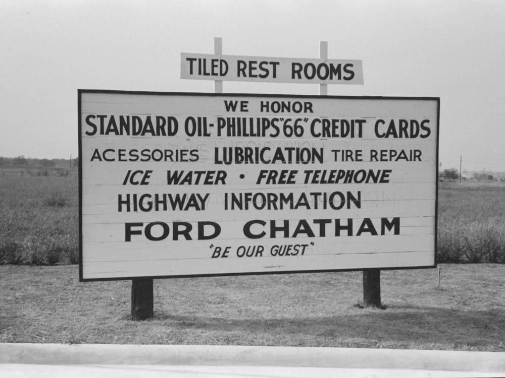 Sign Showing Various Services Rendered By Service Station, Waco, Texas ...