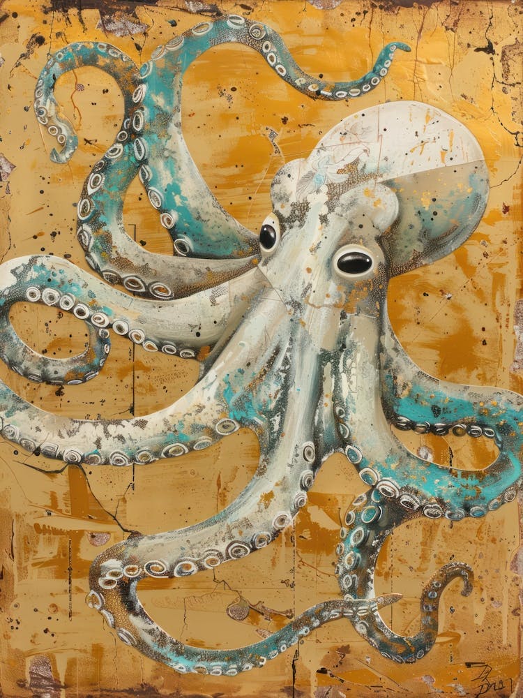 Dumbo Octopus Gold Effect Collage 3 Art Print by Tropic of Eden – Fy!
