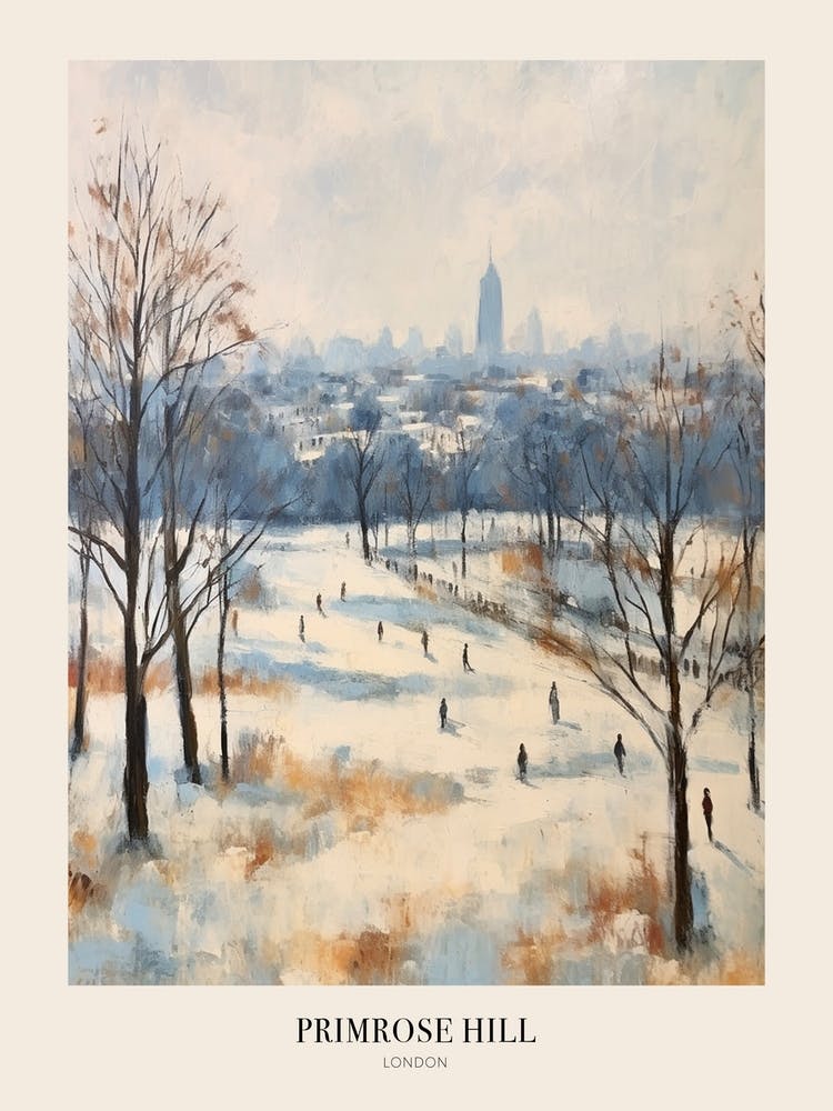 Winter City Park Poster Primrose Hill Park London 4 Art Print by Bon ...