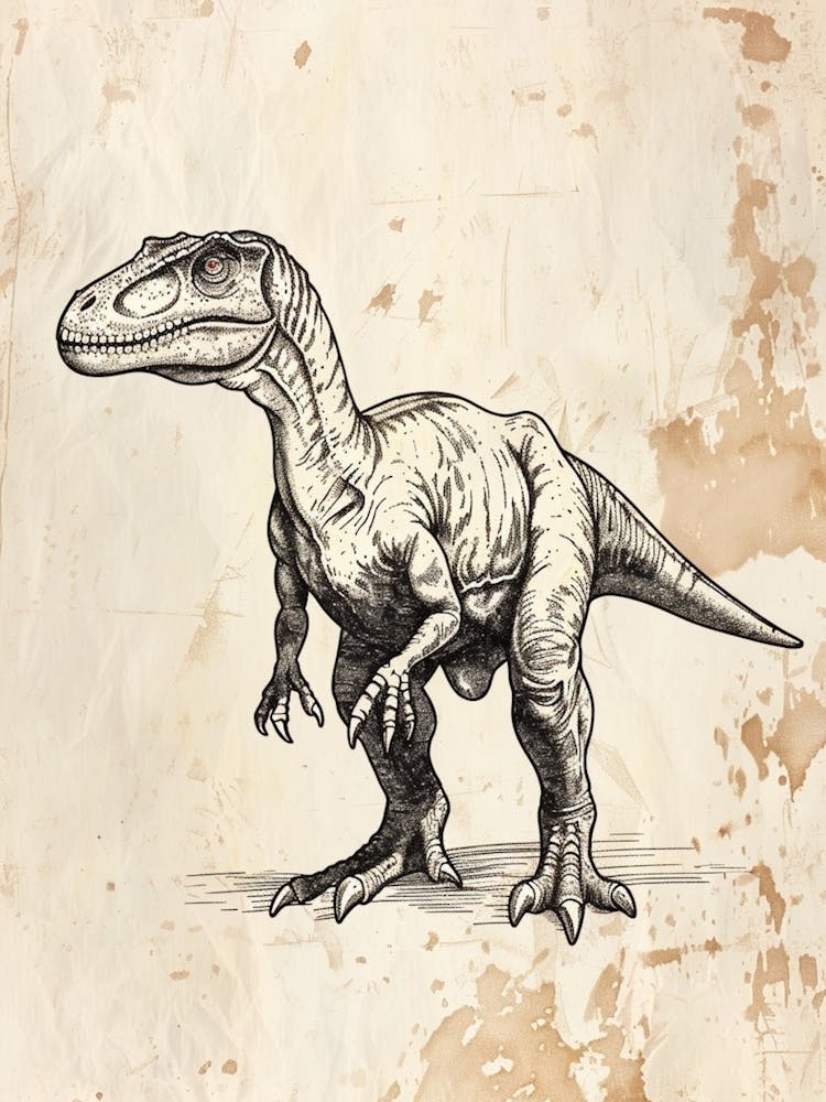 Sinornithosaurus Dinosaur Black Shading 3 Art Print by Dino Delights – Fy!