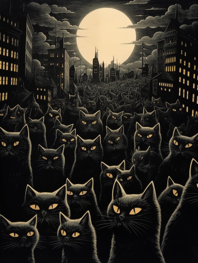 City Of Cats Art Print by Canvas Elegance – Fy!