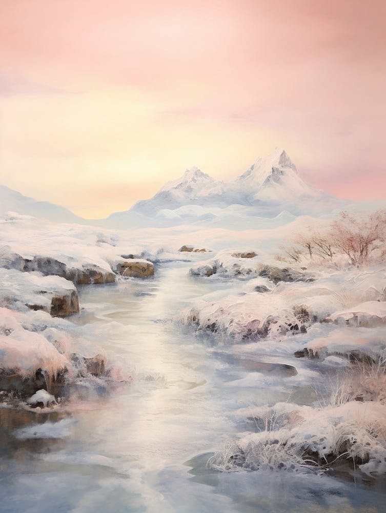 Dreamy Winter Painting Iceland 4 Art Print by Bon Hiver Prints – Fy!
