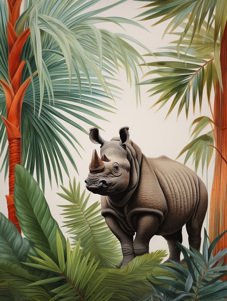 Rhinoceros 3 Tropical Animal Portrait Art Print by Tropic of Eden – Fy!