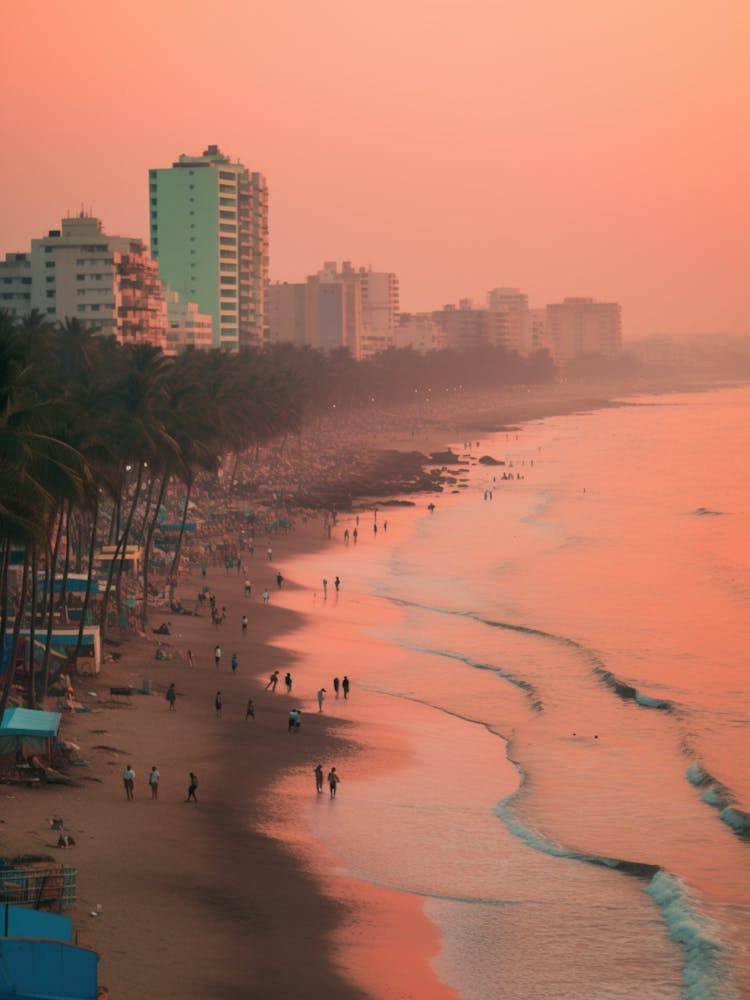 Juhu Beach Mumbai India Turquoise And Pink Tones 3 Art Print by Sand ...