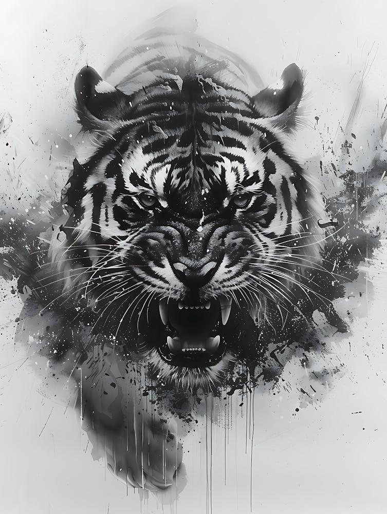 Badass Angry Tiger Ink Painting 7 Art Print by BestArt – Fy!