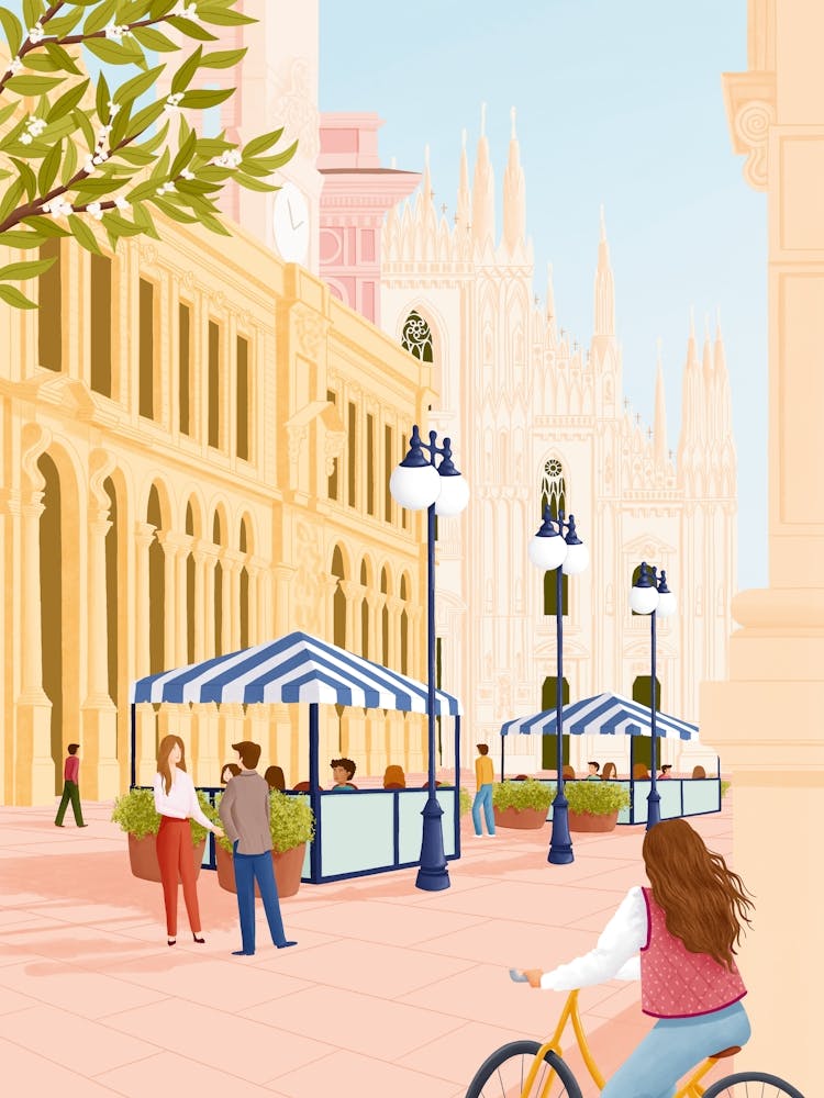 Illustration Of Milan In Spring Art Print by Illustrated By Mabel – Fy!