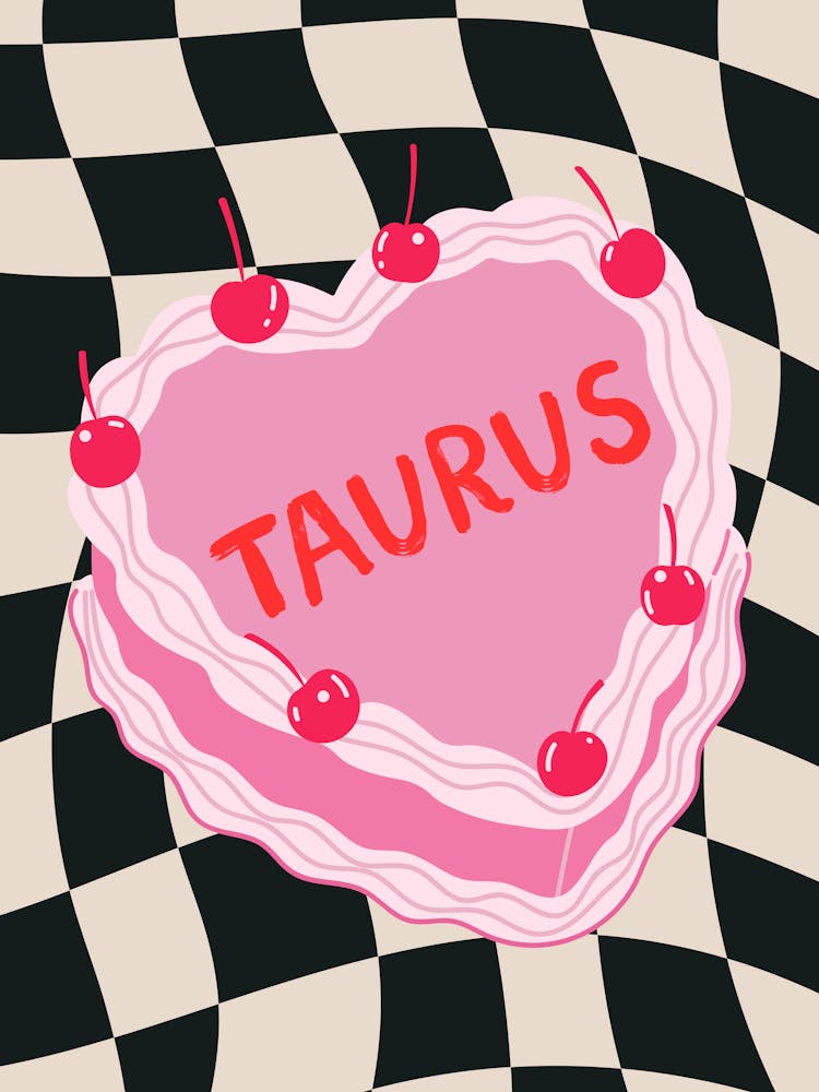 Taurus Zodiac Heart Cake Art Print by Cherry Bomb Art Prints – Fy!