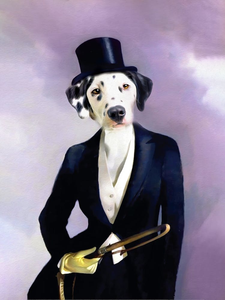 Lady Dalma Dog With A Tophat Pet Portraits Art Print by l'Animorphe ...