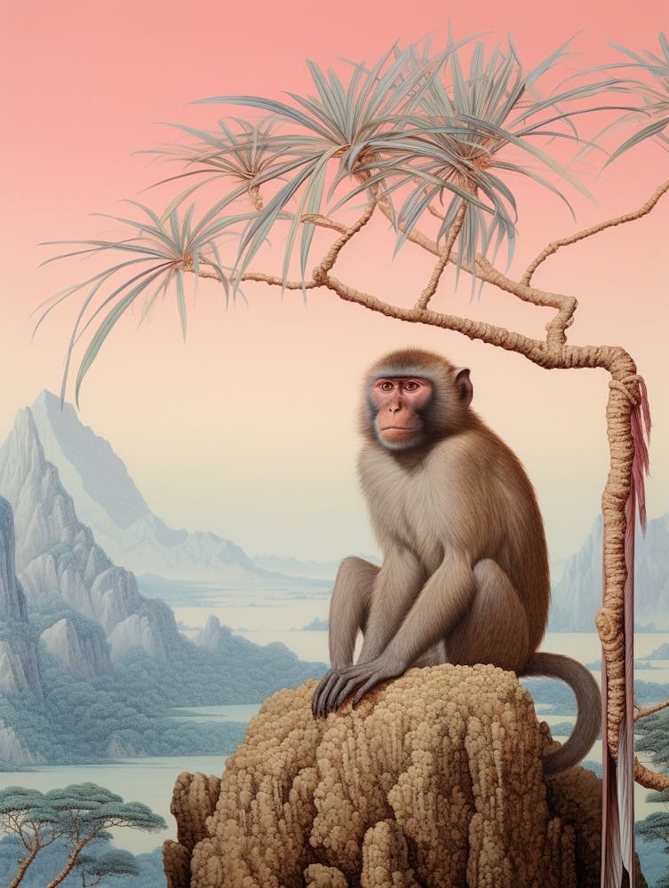 Macaque 1 Tropical Animal Portrait Art Print by Tropic of Eden – Fy!