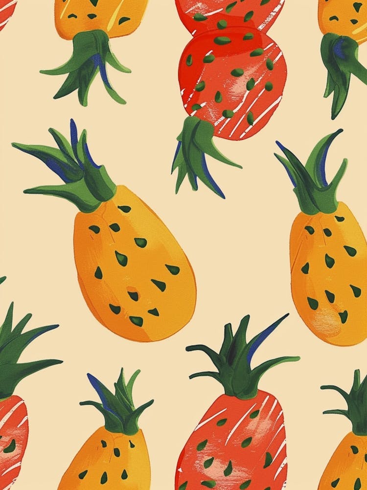 Pineapple Pattern Illustration 3 Art Print by Colourful Harvest – Fy!