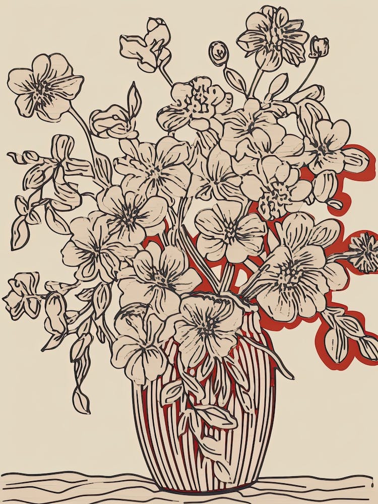 Floral Still Life Sketch Line Art 11 Art Print by Fusion Designs – Fy!