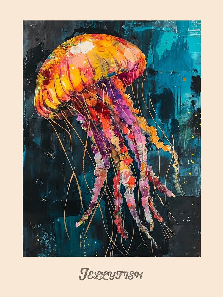 Jellyfish Vintage Collage 2 Art Print by Bubblegum Kitsch – Fy!