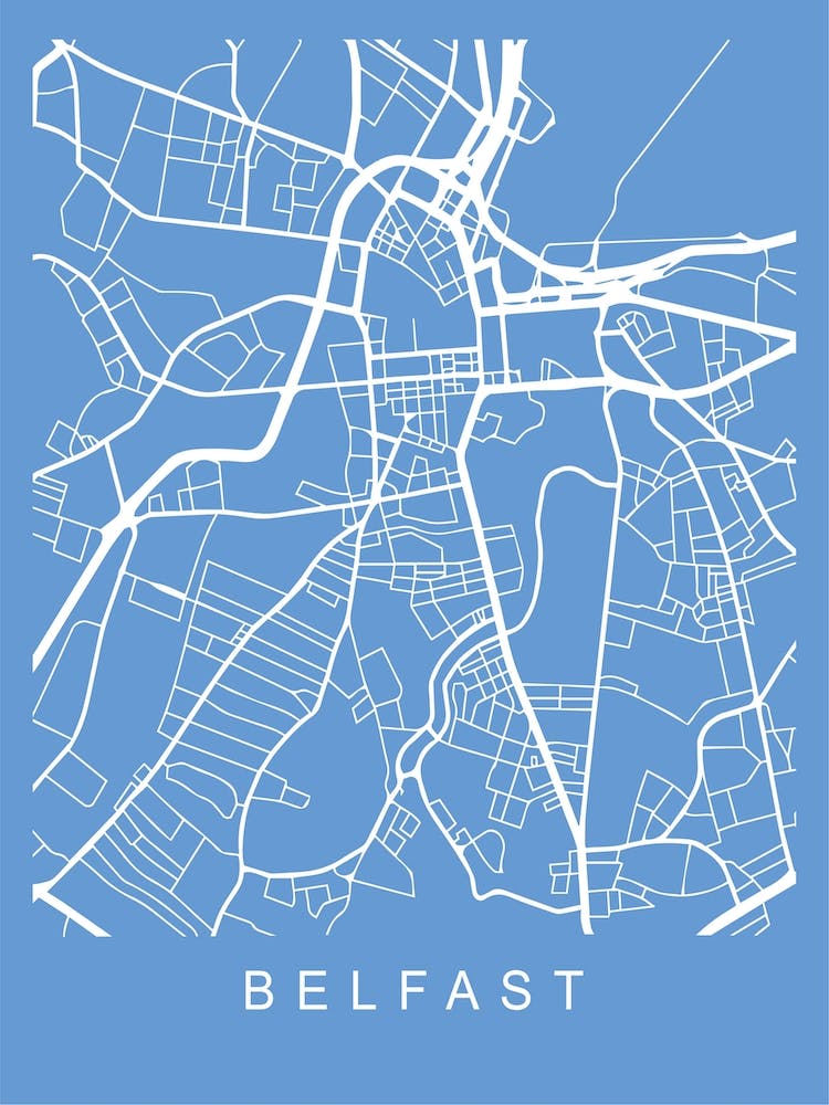 Belfast Map Blueprint Art Print by Nestory UK – Fy!
