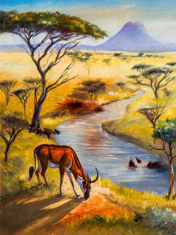 Majestic Wildlife On The African Savannah Art Print by Art Boutique – Fy!
