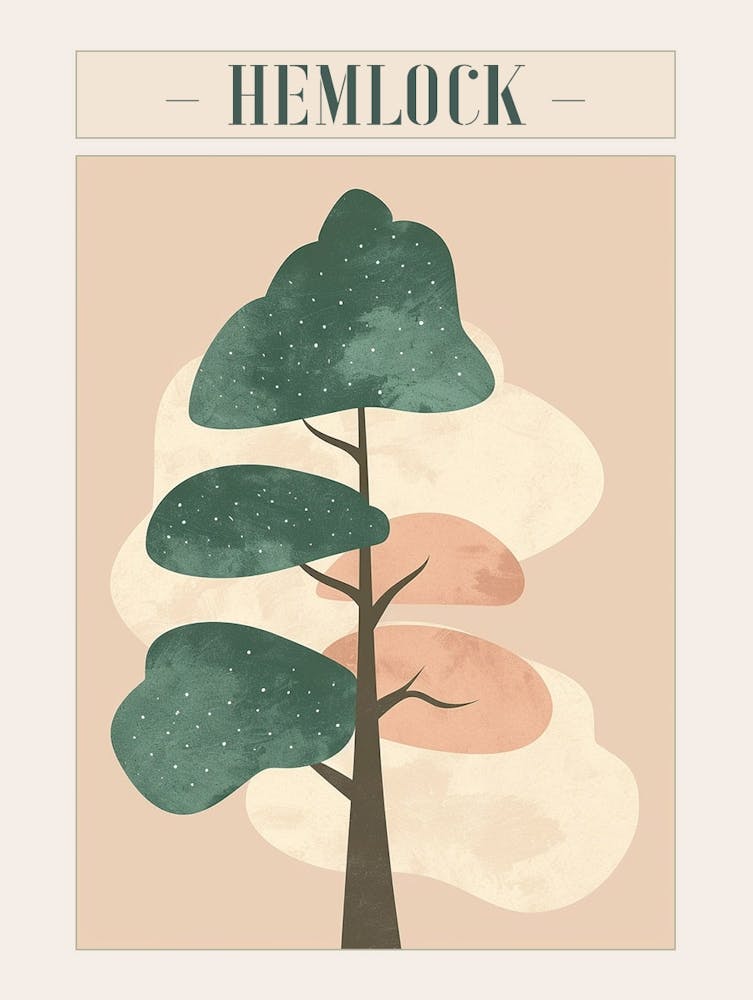 Hemlock Tree Minimal Japandi Illustration 2 Poster Art Print by Bough ...