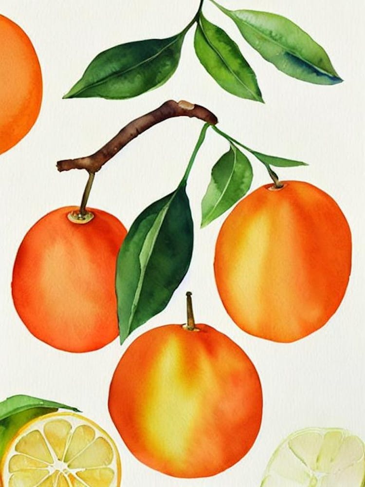 Tangerine Watercolour Fruit Painting Fruit Art Print by The Fruitery – Fy!