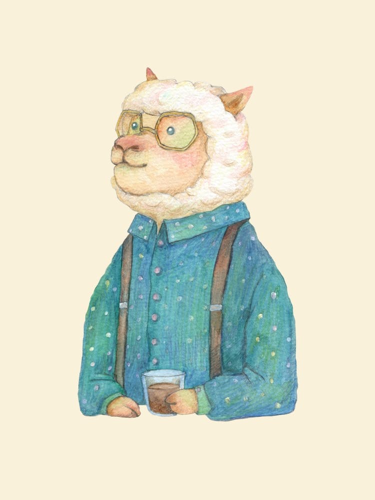 Alpaca And Coffee Cocktail Art Print by Hahaha Creative – Fy!