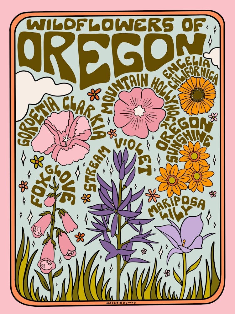 Oregon Wildflowers Art Print by Doodle By Meg – Fy!