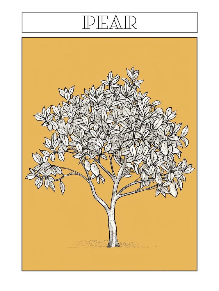 Pear Tree Minimalistic Drawing 2 Poster Art Print by Bough And Bloom ...