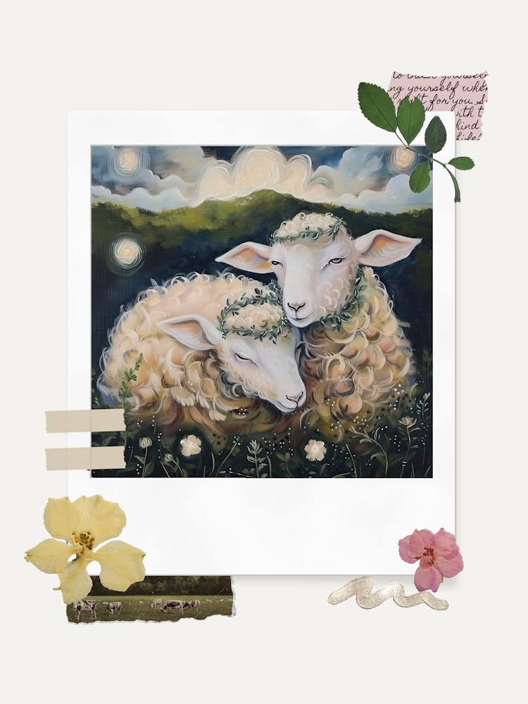 Scrapbook Sheep Fairycore Painting 2 Art Print by All Things Fairy – Fy!