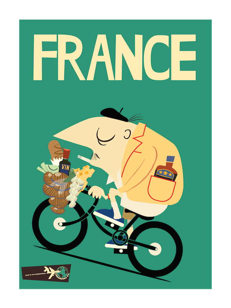 Vintage Travel - Fly Aeromundo France Art Print by Fy!