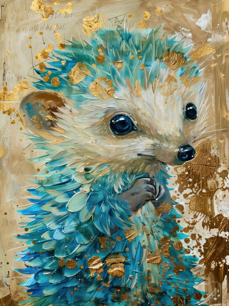 Baby Hedgehog Gold Effect Collage 2 Art Print by Tropic of Eden – Fy!