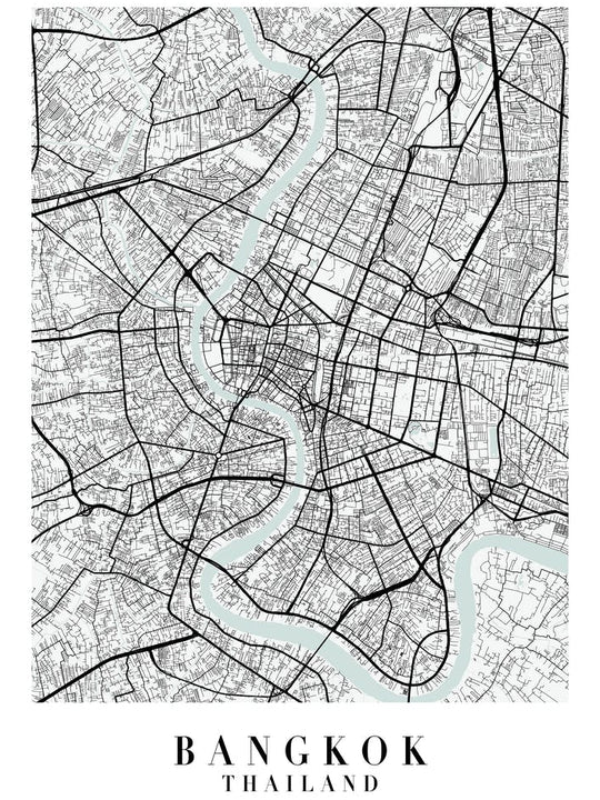 Bangkok Thailand Street Map Color Minimal Art Print by Typologie Paper ...