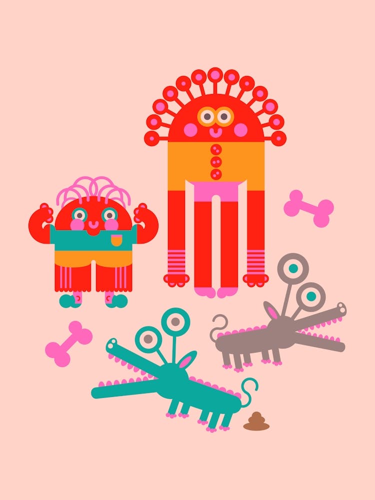 MONSTERS AND THEIR PETS Cute Kawaii Funny Alien Monsters with Pets ...