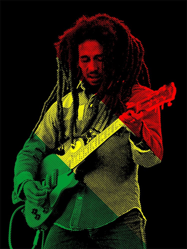 Bob Marley Line Illustration Color v3 Art Print by Andika Bahtiar – Fy!