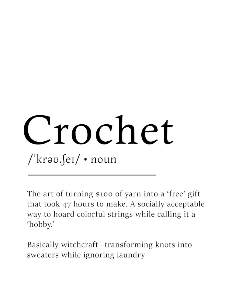 Crochet Definition Poster - Dictionary Art Print by Panda Zen Studios – Fy!