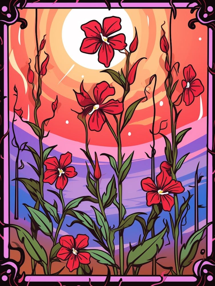 Pink And Red Plant Illustration Spiderwort 1 Art Print by Botanic ...
