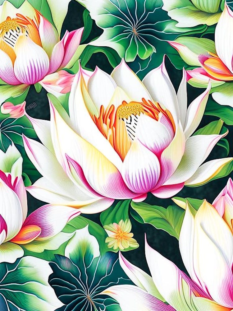 Lotus Flower Repeat Pattern Decoupage 3 Art Print by The Artsy Florist ...